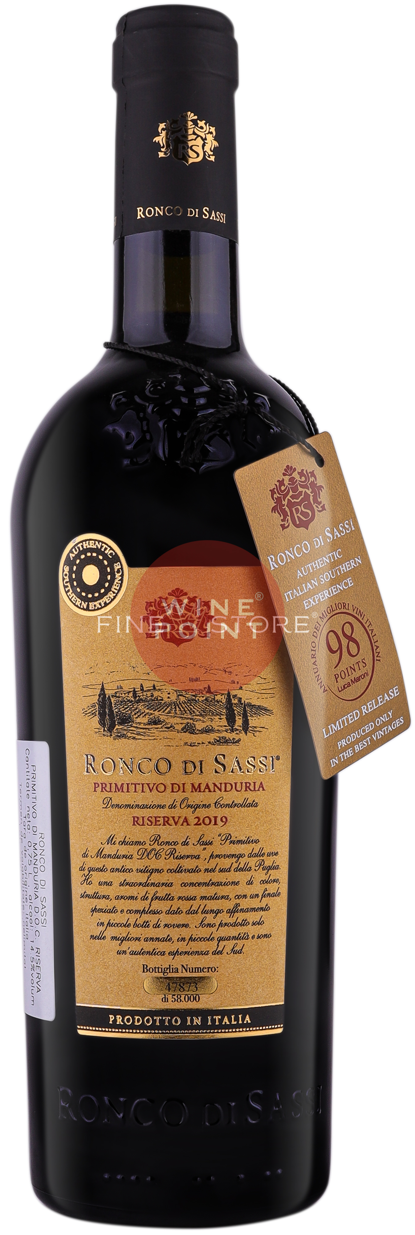 Primitivo di Manduria Riserva DOC 2019 - 750 mL ronco di sassi ...